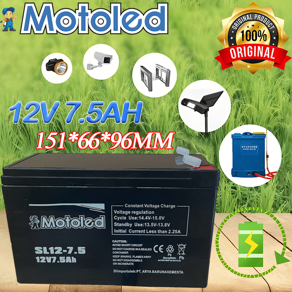 Jual MOTOLED ASLI Aki 12V 7.5AH （ Kemasan Tebal） Aki Sepeda Listrik/Aki ...