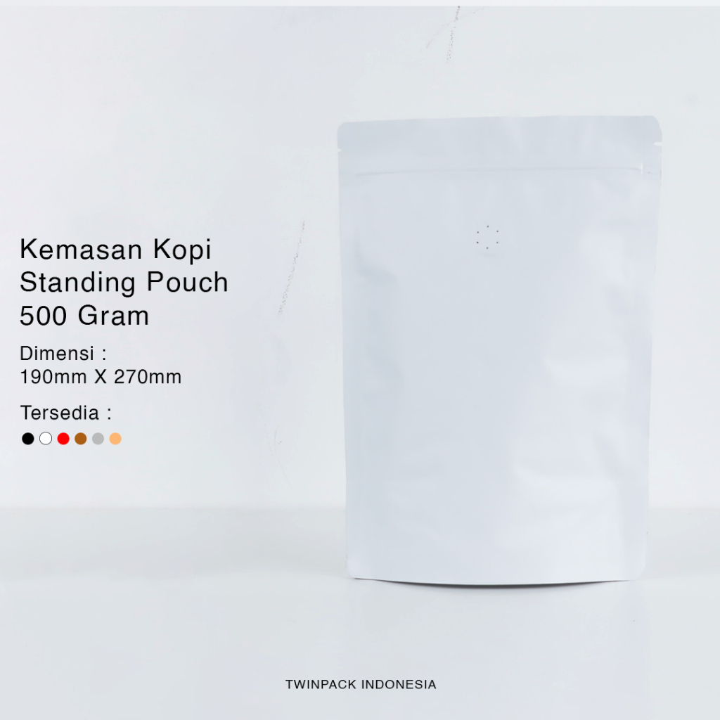 Jual Kemasan Kopi 200 - 250 Gram Putih Standing Pouch Aluminium Foil | Valve | Tintie ...