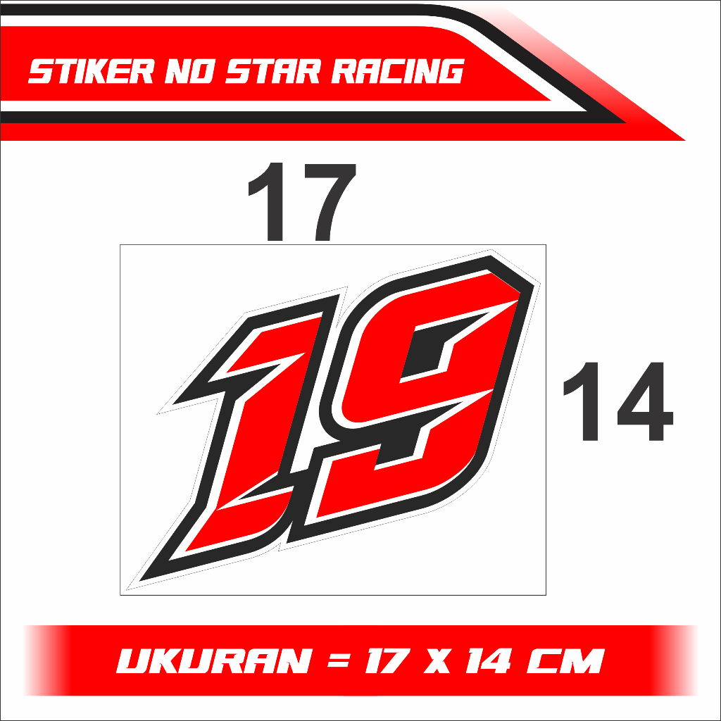 Jual Stiker Nomor Star Sticker Decal Racing start water proof anti air ...