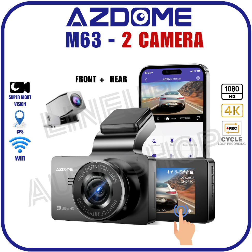 Jual Azdome M63 4K WiFi GPS Dual Camera HD Car Dashcam Dash Camera ...