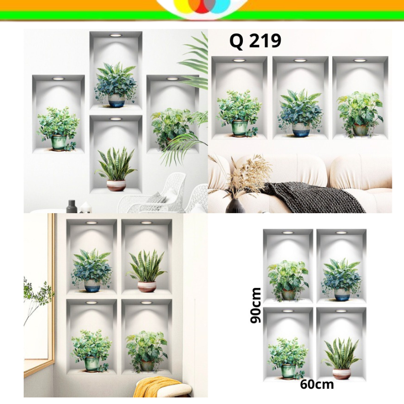 Jual WALLSTIKER WALL STICKER STIKER DINDING Q 219 MOTIF GAMBAR POT DAUN ...