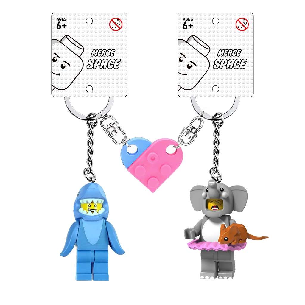 Jual Merge Matching LEGO Keychains Blue Shark & Elephant Girl | Shopee ...