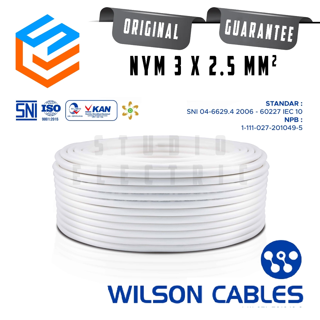 Jual Wilson Cables NYM Roll 3x2.5 mm2 Kabel Tembaga Kawat - 50 Meter ...