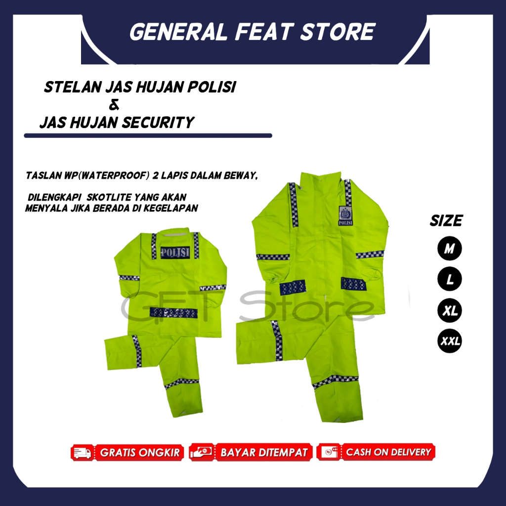 Jual GFT - Jas Hujan Polisi Security Pria Wanita Tebal Anti Angin Anti ...