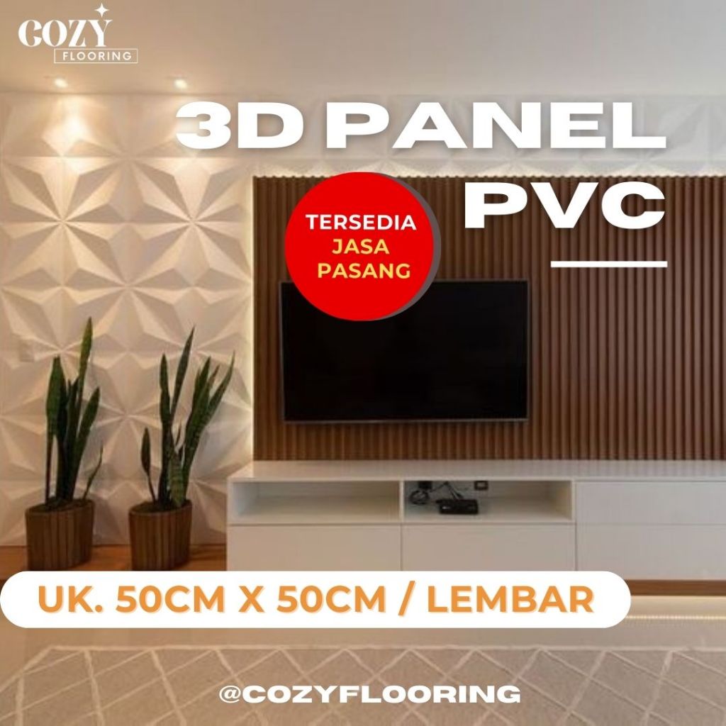 Jual 3D Panel Dinding PVC ukuran 50cm x 50cm I Mudah pasang dan Anti ...