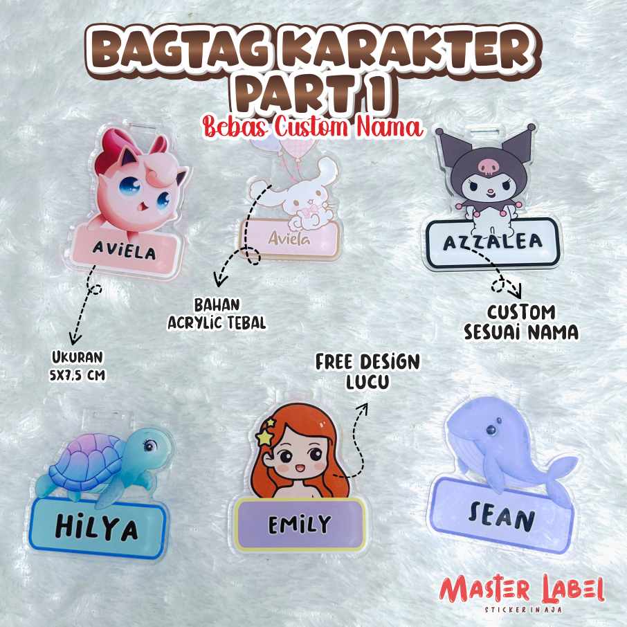 Jual PART 1 Bagtag tas anak gantungan tas lucu bagtag custom nama ...