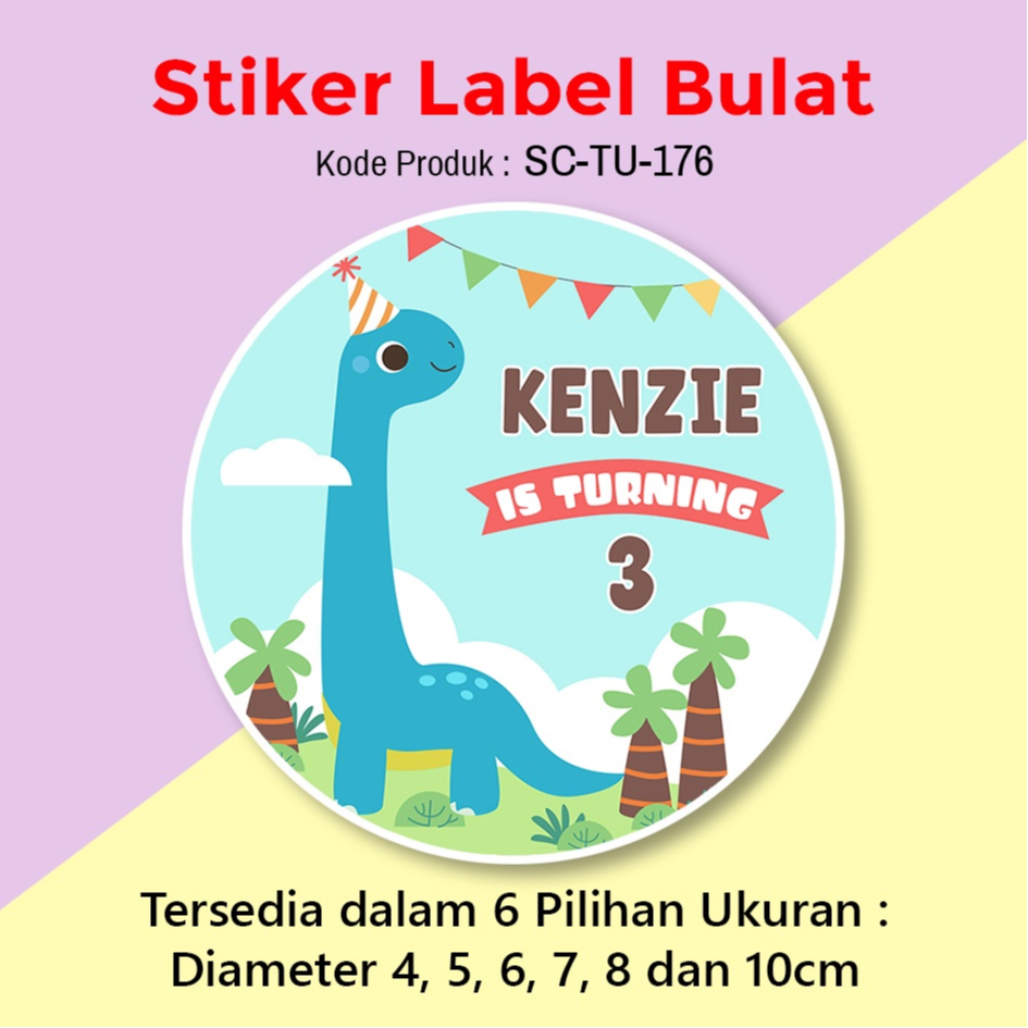 Jual STIKER ULANG TAHUN ANAK DINO LUCU STICKER LABEL LUCU LABEL KIDS ...
