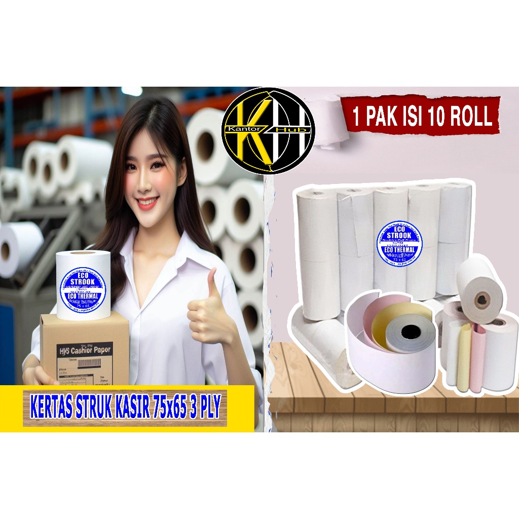 Jual Kertas Struk Kasir 75x65 3 Ply / Jual kertas kasir struk 75x65 3 ...