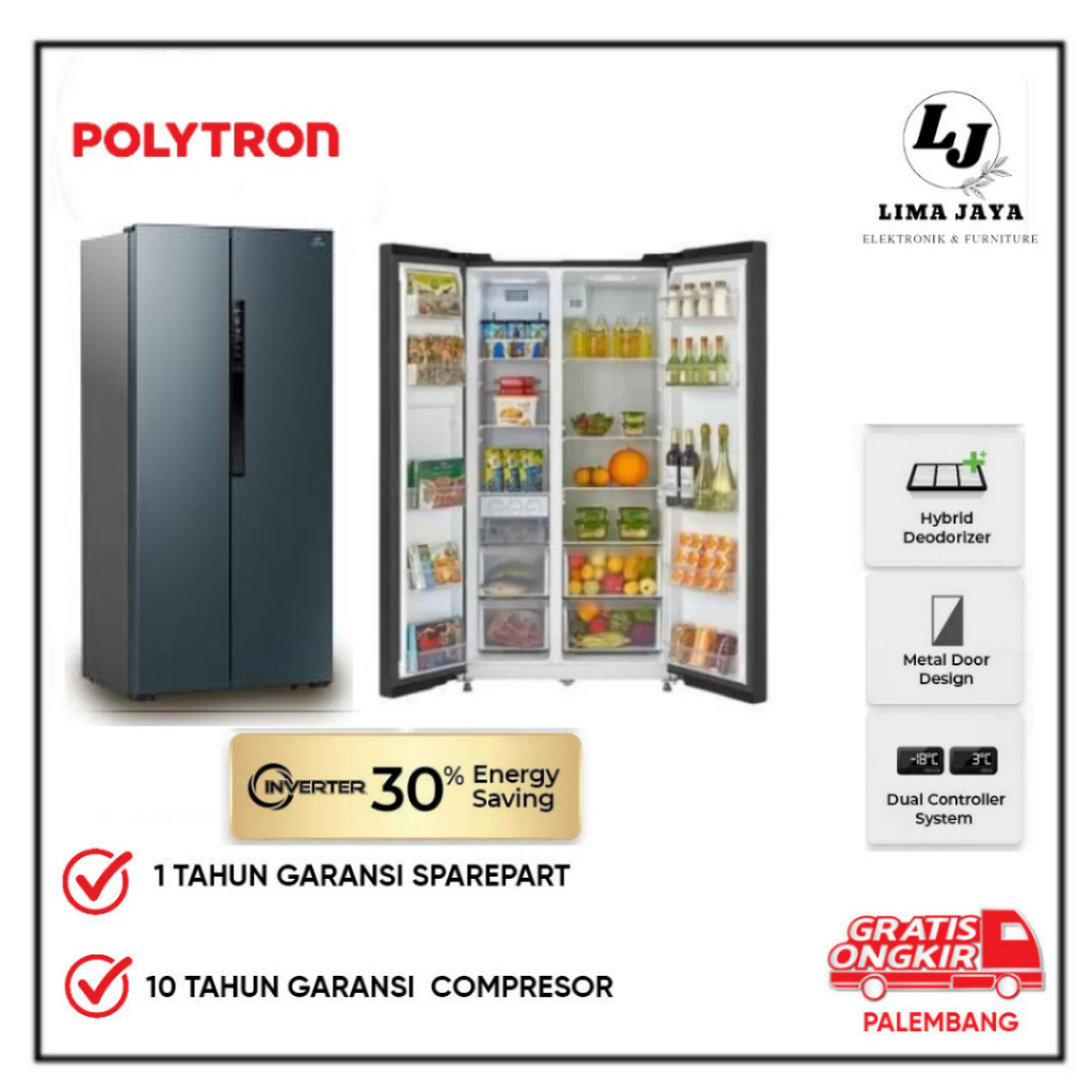 Jual Kulkas 2 Pintu Set By Side Polytron 460-B Kulkas Dua Pintu Lemari ...