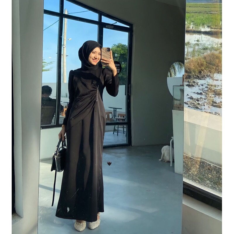 Jual [ Fazaofficial ] ‘Dress Satin Murah Terbaru | Gamis Polos Satin ...
