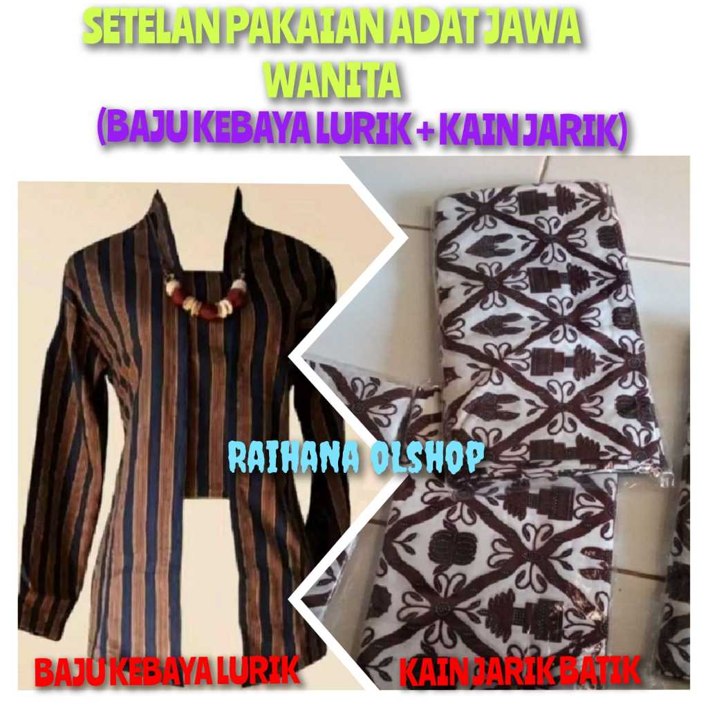Jual SEPAKET BAJU ADAT JAWA WANITA | KEBAYA LURIK COKLAT HITAM + KAIN JARIK BATIK | PAKAIAN ...