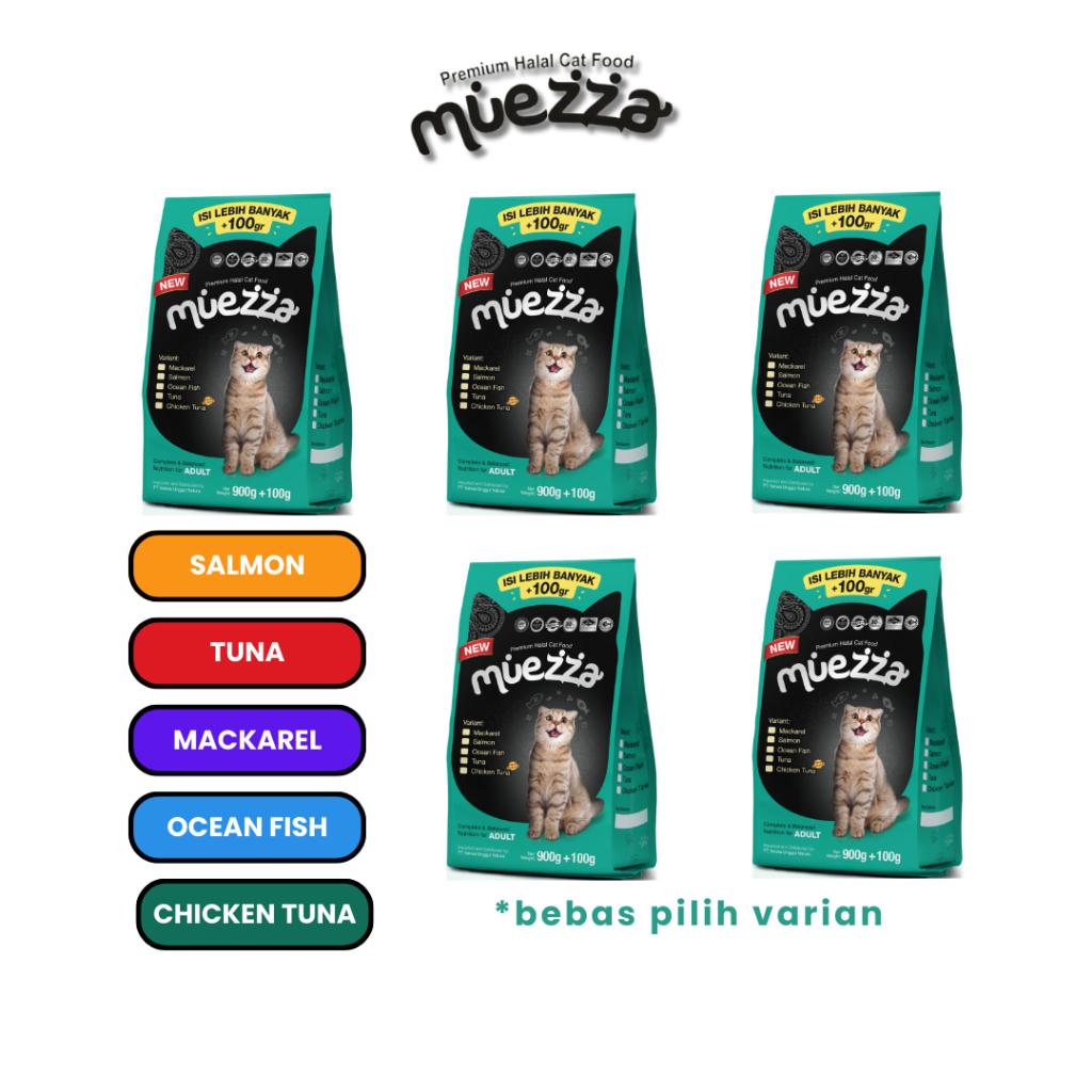 Jual Muezza Makanan Kucing Kering Adult 1 kg isi 5 pcs - Paket Restock ...