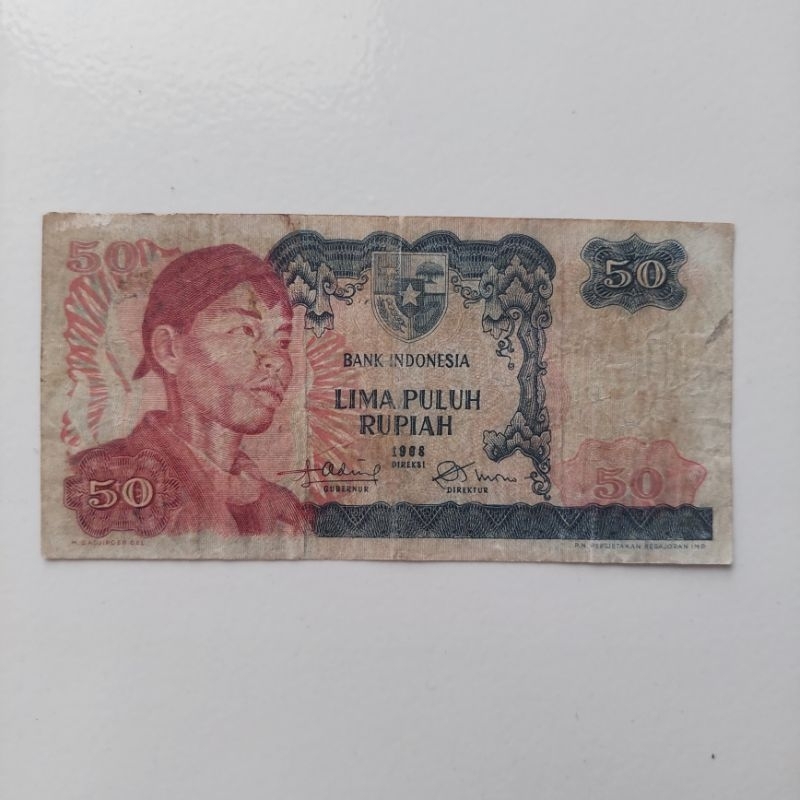 Jual Uang Kertas Kuno Indonesia 50 Rupiah Sudirman Soedirman Tahun 1968 ...