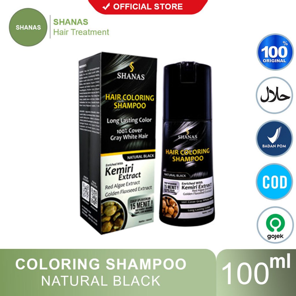 Jual SHANAS Hair Coloring Shampoo PENGHILANG UBAN Natural Black ...
