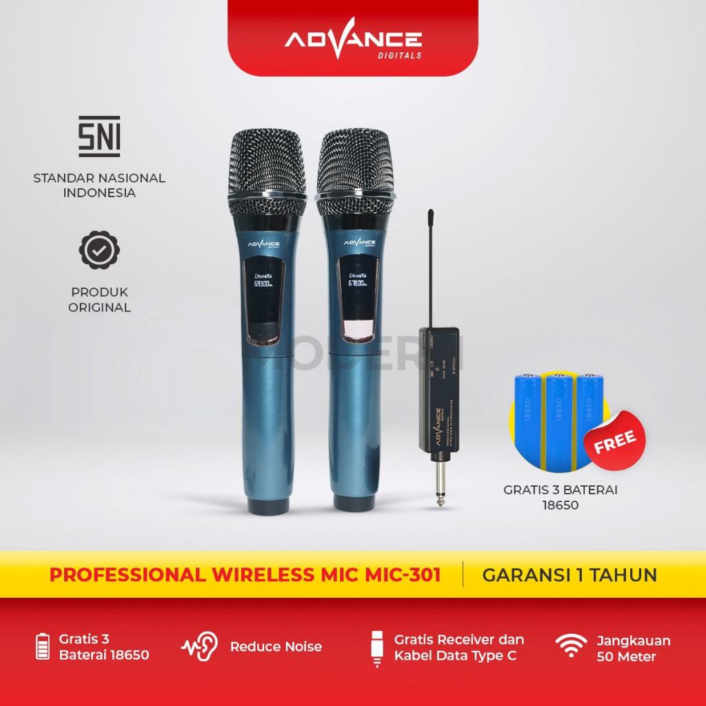 Jual Advance Microphone Mic Wireless with Receiver System Mic301 ...