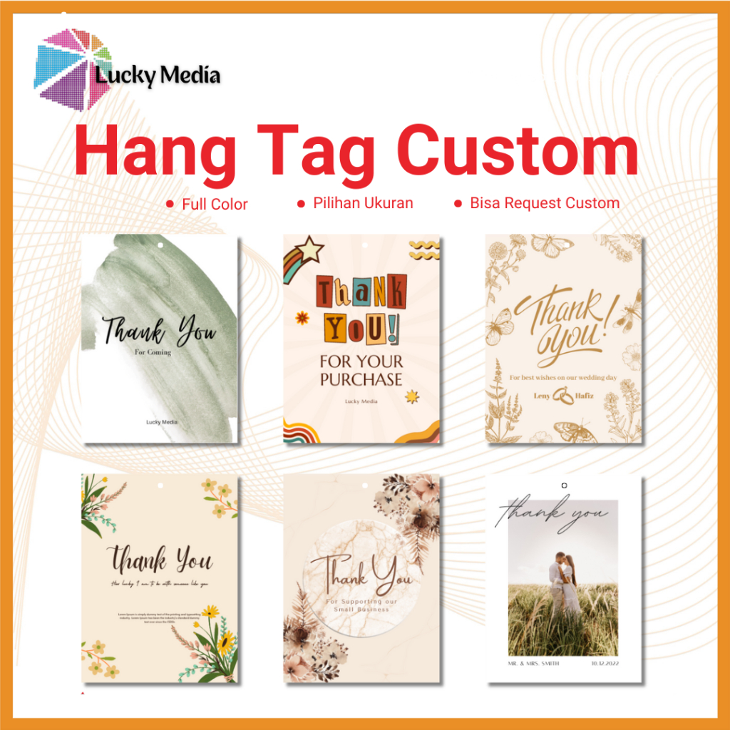Jual Cetak Hang Tag Custom Thank You Card Souvenir Nikah Ulang Tahun ...