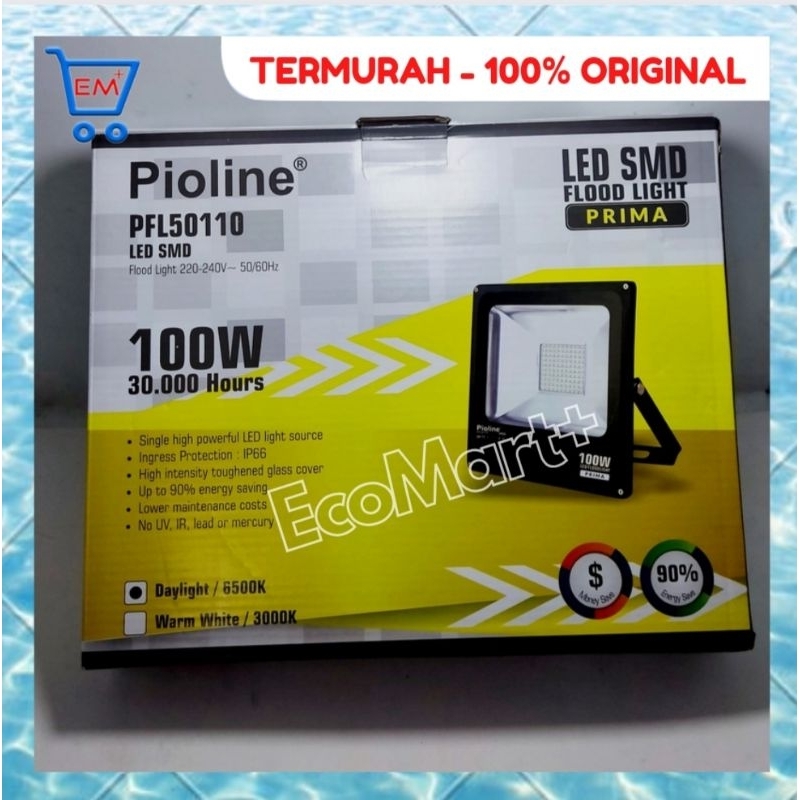 Jual Lampu LED Sorot 100w Pioline "PRIMA" Led SMD Flood Light Pioline Prima PFL-50110 | Shopee ...