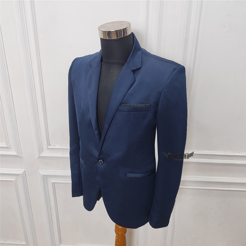 Jual jas blazer biru untuk pria moderizen blue slimfit | Shopee Indonesia