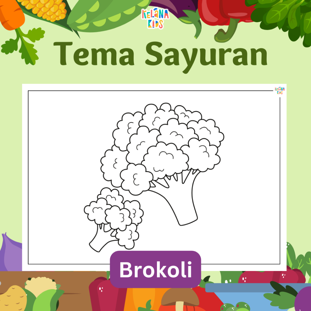 Jual Lembar Kertas Sketsa Mewarnai Gambar Sayur - Vegetable Coloring ...