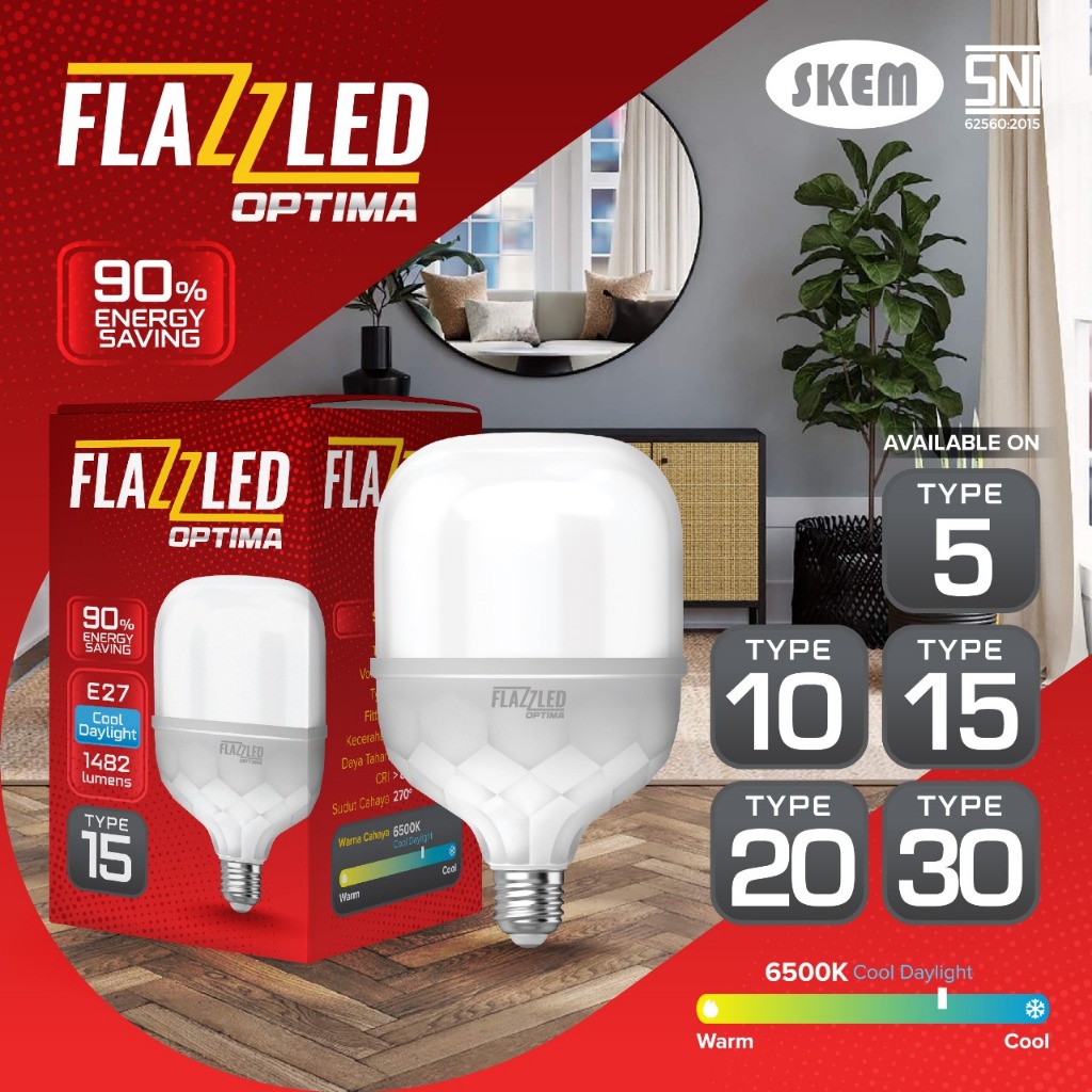 Jual Lampu Led FLAZZLED OPTIMA Type 5 10 15 20 30 Watt Cahaya Putih ...