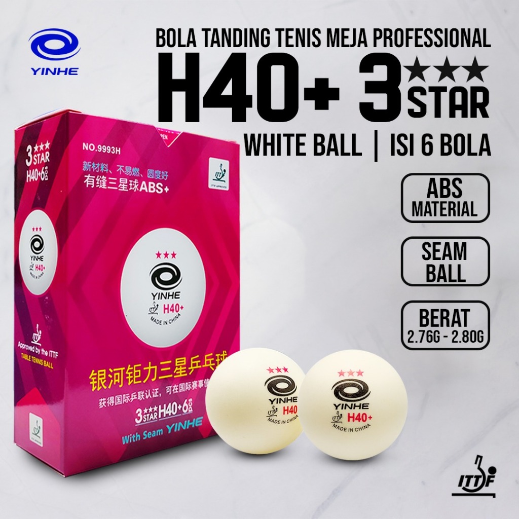 Jual Bola Pingpong Tenis Meja Yinhe H40+ 3star With Seam isi 6 | Shopee Indonesia