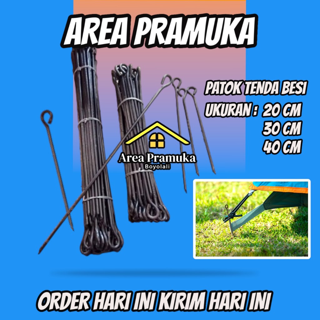Jual Patok tenda besi 20 / 30 / 40 cm / pasak tenda besi 20 / 30 / 40 ...
