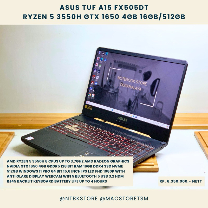 Jual ASUS TUF FX505DT AMD ryzen 5 3550H 512GB SSD 16GB GTX 1650 4GB ...