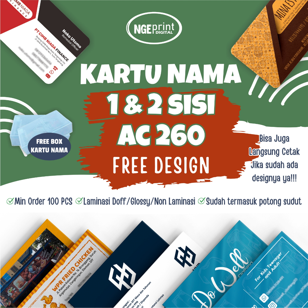 Jual [Free Design & Box] Print Kartu Nama Custom Lengkap / Print Name ...