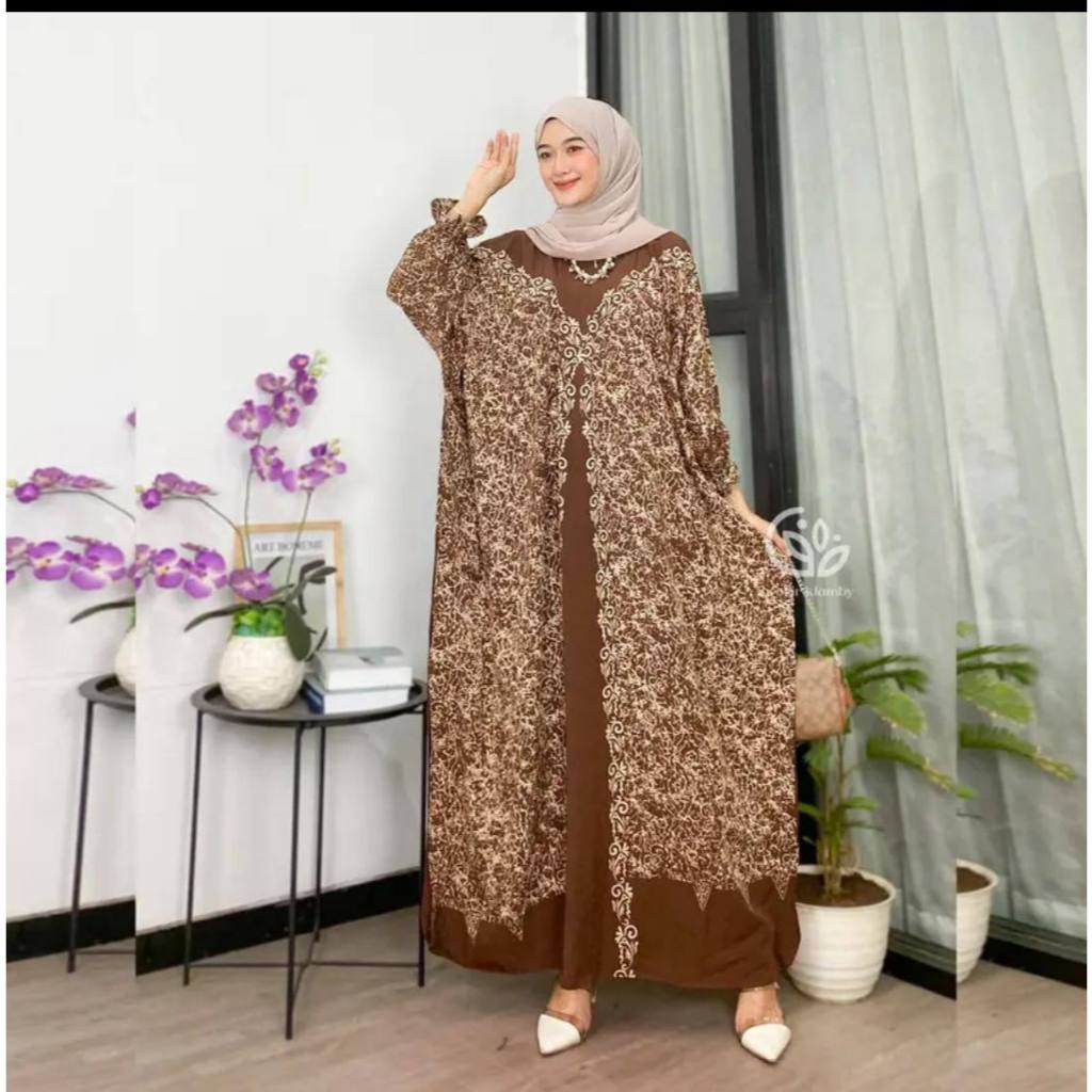 Jual KAFTAN WANITA MOTIF GISEL KAFTAN JUMBO TERBARU DRESS SUPER JUMBO ...