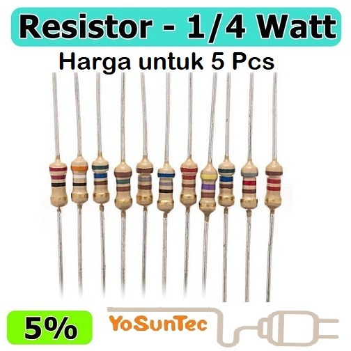 Jual Resistor 1/4W 0,25 Watt 5% Semua Ukuran Lengkap Ohm 1 10 12 1K 2k2 47k 560k | Shopee Indonesia