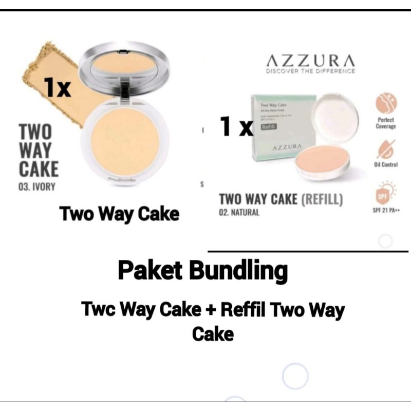 Jual Paket Bedak Padat Azzura Two Way Cake + Reffil Two Way Cake ...