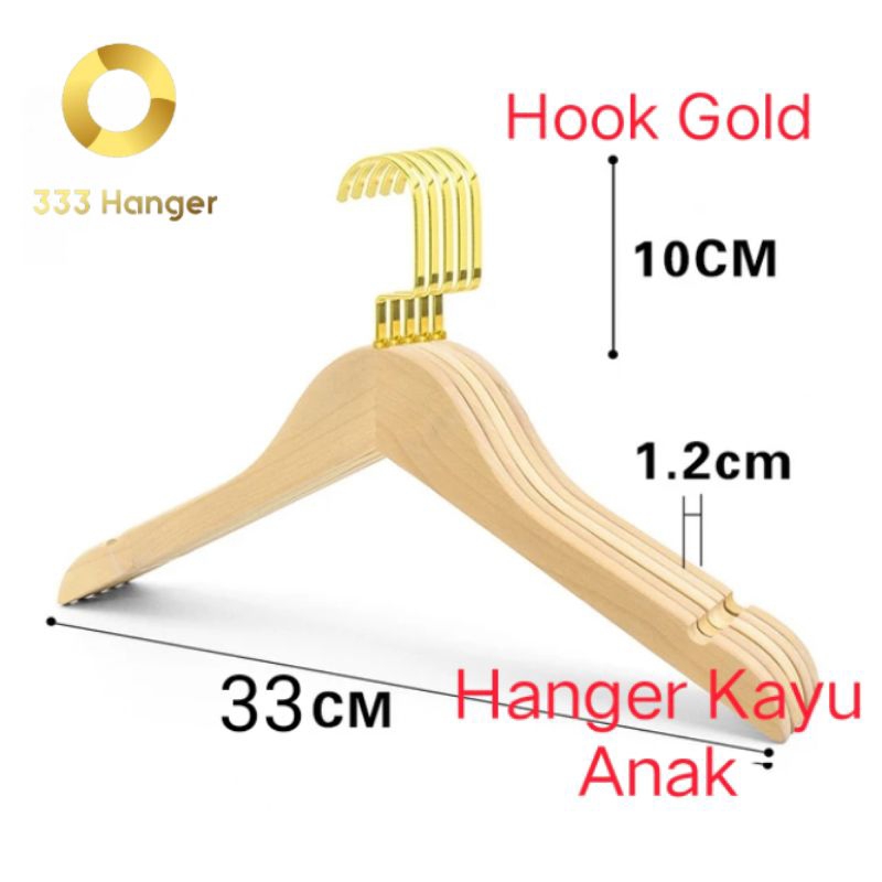 Jual hanger kayu Anak Hook Gold Gepeng Import (1 Pcs) | Shopee Indonesia