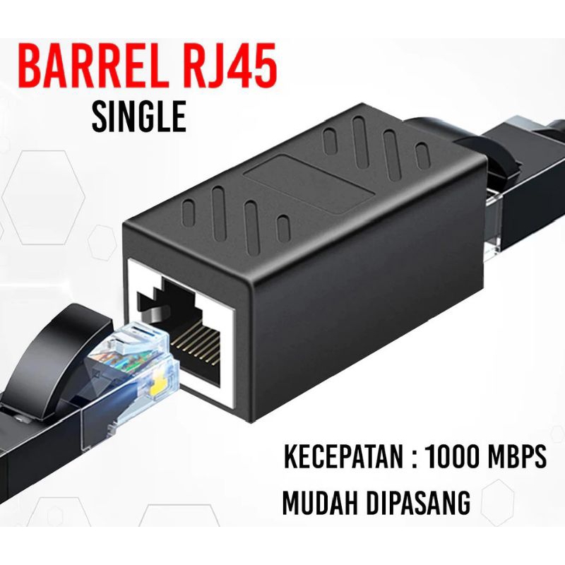 Jual barel RJ45 konektor Cat5e 6 female to female LAN koneksi stabil ...