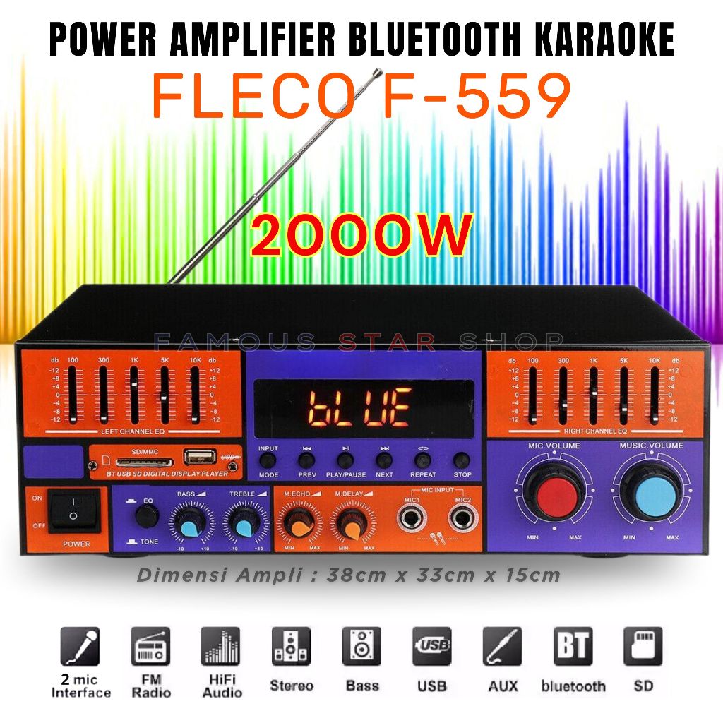 Jual Amplifier Power 2000 Watt Full Bass Fleco F559 Audio Penguat Suara ...