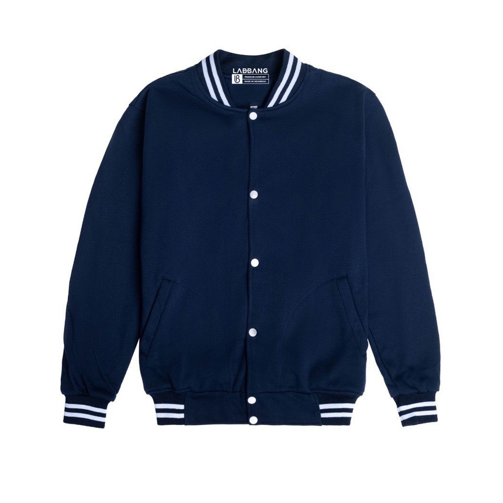 Jual LABBANG Jaket Varsity Baseball Kancing Pria Wanita Cotton Fleece ...