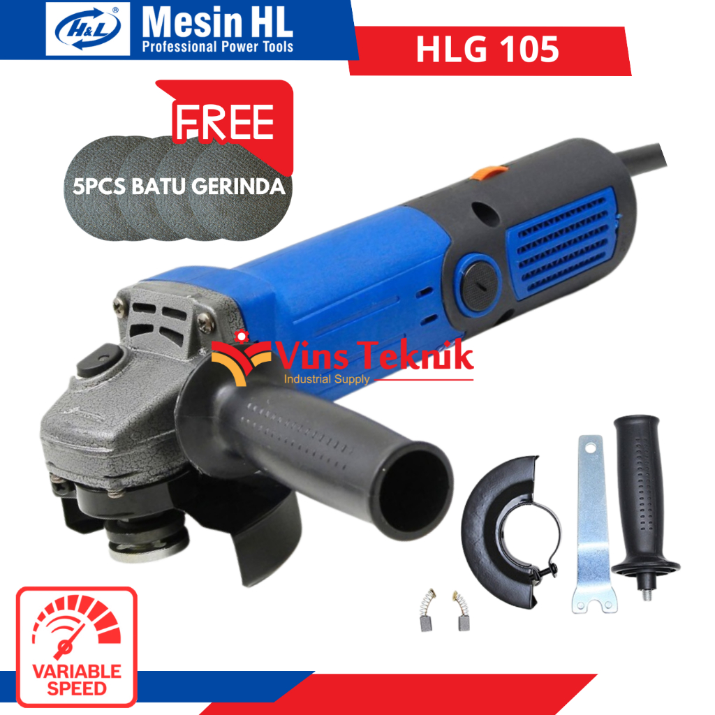 Jual Mesin gerinda 4" Angle grinder HLG105 H&L HLG 105 Variable Speed | Shopee Indonesia