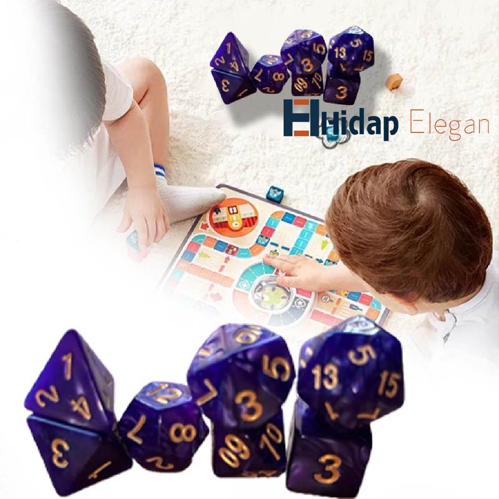 Jual 7pcs Dadu Polyhedral D4 D6 D8 D10 D12 D20,Dadu Transparan,Dadu ...