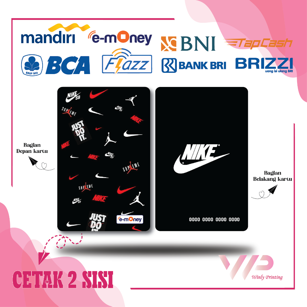 Jual KARTU EMONEY BRAND SUPREME X NIKE JUST DO IT MANDIRI FLAZZ BCA GEN ...