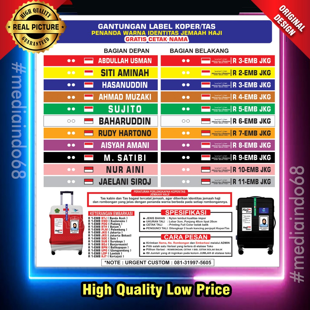 Jual Label Gantungan Koper/Tas Jemaah Haji-Umroh Penanda Koper Bagasi ...