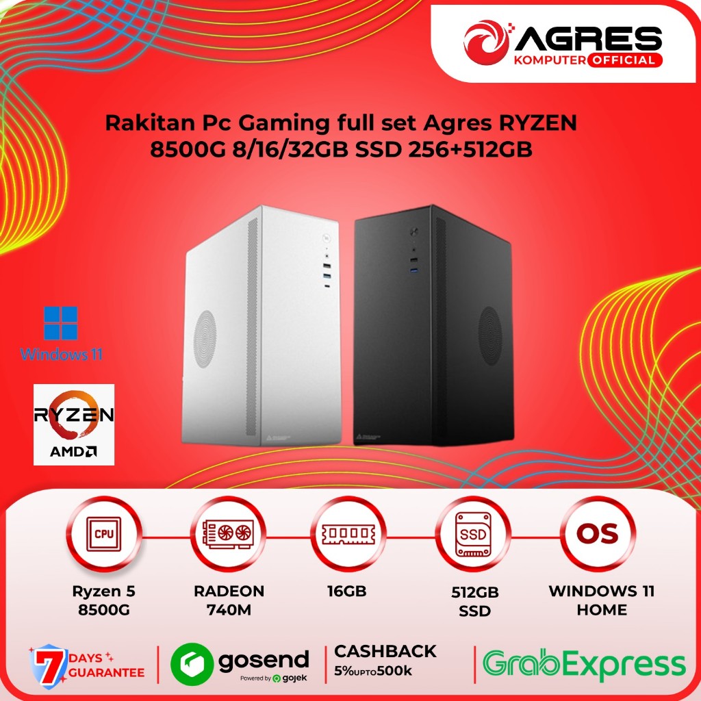 Jual Rakitan Pc Gaming full set Agres RYZEN 8500G 8/16/32GB SSD 256 ...