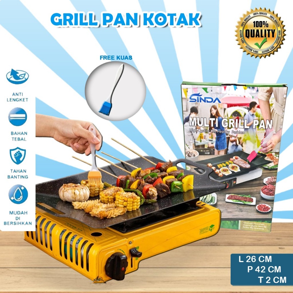 Jual ALAT PEMANGGANG PERSEGI PANJANG / WAJAN BBQ ANTILENGKET / GRILL ...