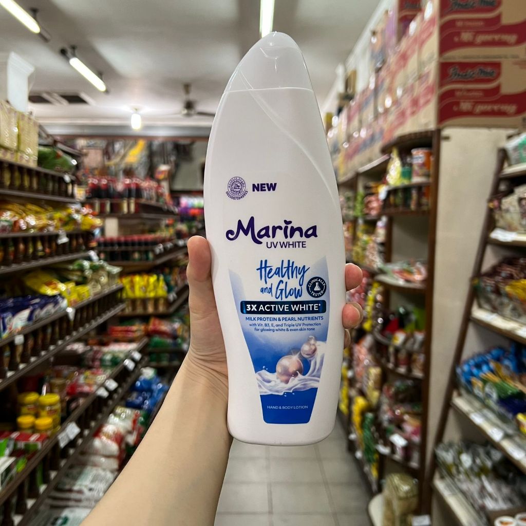 Jual MARINA UV WHITE HEALTHY AND GLOW HAND BODY LOTION 460 ml | Shopee ...