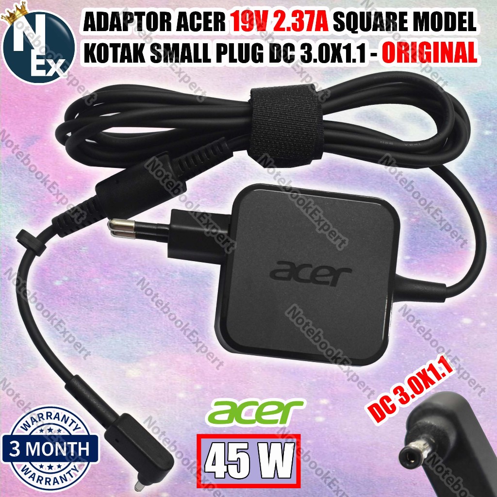 Jual ADAPTOR ACER 19V 2.37A SQUARE MODEL KOTAK SMALL PLUG DC 3.0X1.1 ...