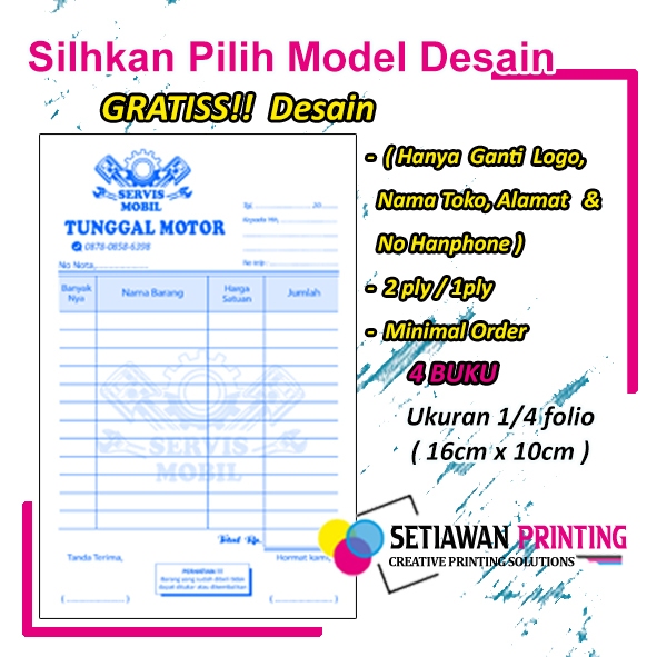 Jual Cetak Nota Bengkel Motor Custom I Cetak Nota Servis Motor | Shopee ...