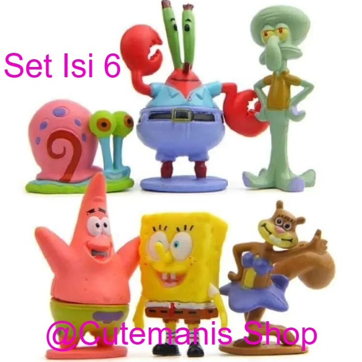 Jual Mainan Figure Miniatur Topper Spongebob Squarepants Set Isi 6 Pcs ...