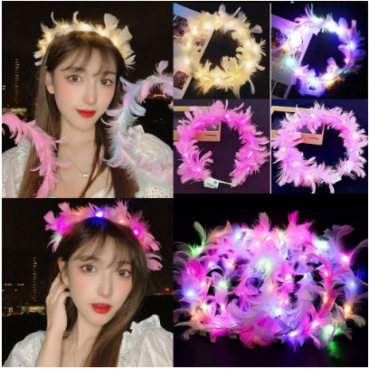 Jual Bando Bulu dengan Lampu Led Bando Mahkota Bulu Nyala Luminous ...