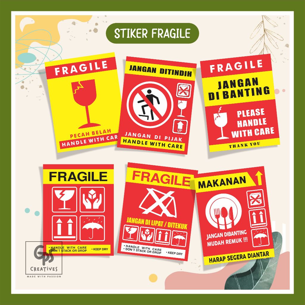Jual Paket 10pcs Stiker Fragile Sticker Packing Pengiriman Barang Pecah ...