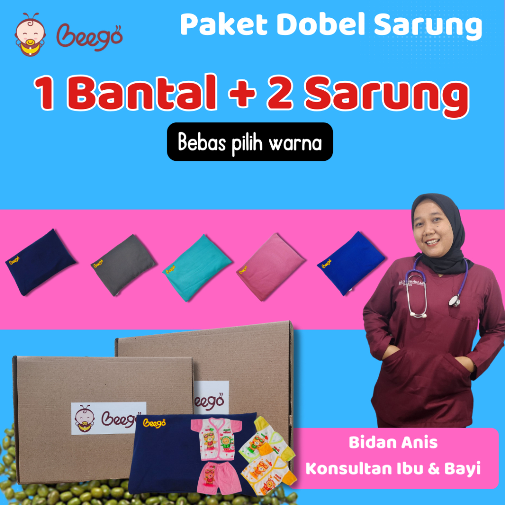 Jual Beego Paket Dobel Sarung Bantal Anti Peyang Kulit Kacang Hijau ...