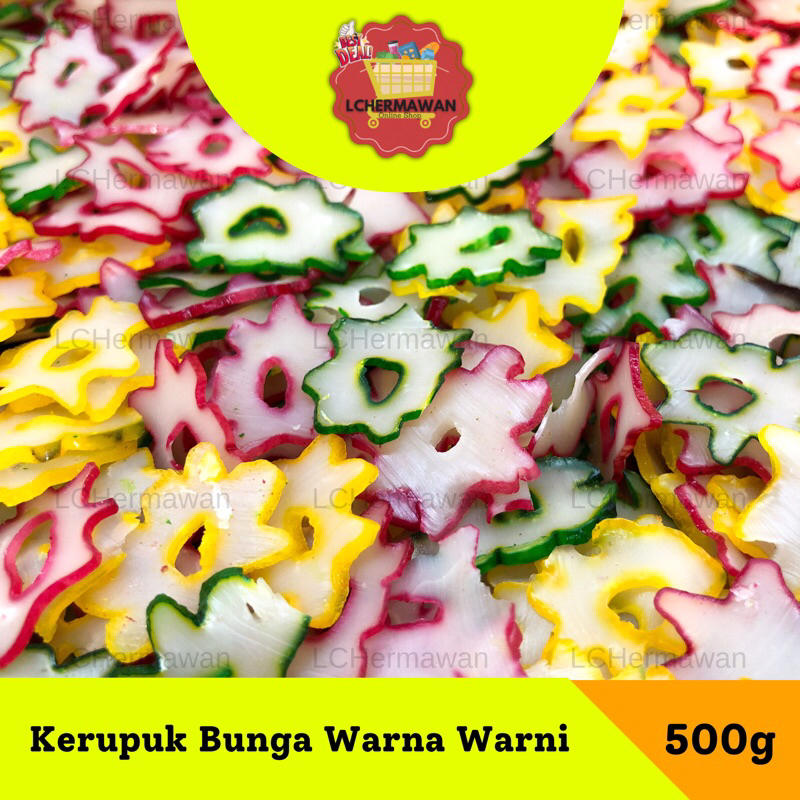 Jual kerupuk bunga warna warni bunga seblak kerupuk tersanjung mentah ...