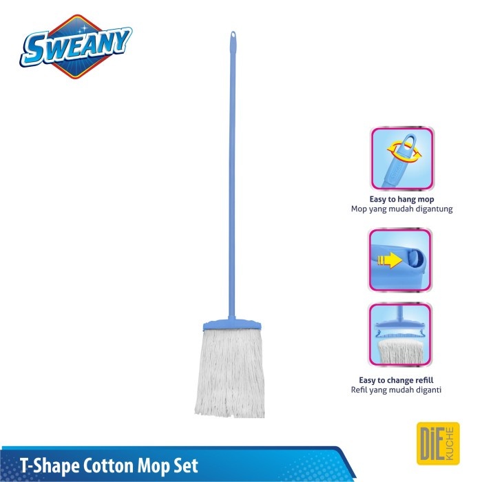 Jual SWEANY Mop T-Shape 8 Inch – Alat Pel Set Gagang Steel Covered ...